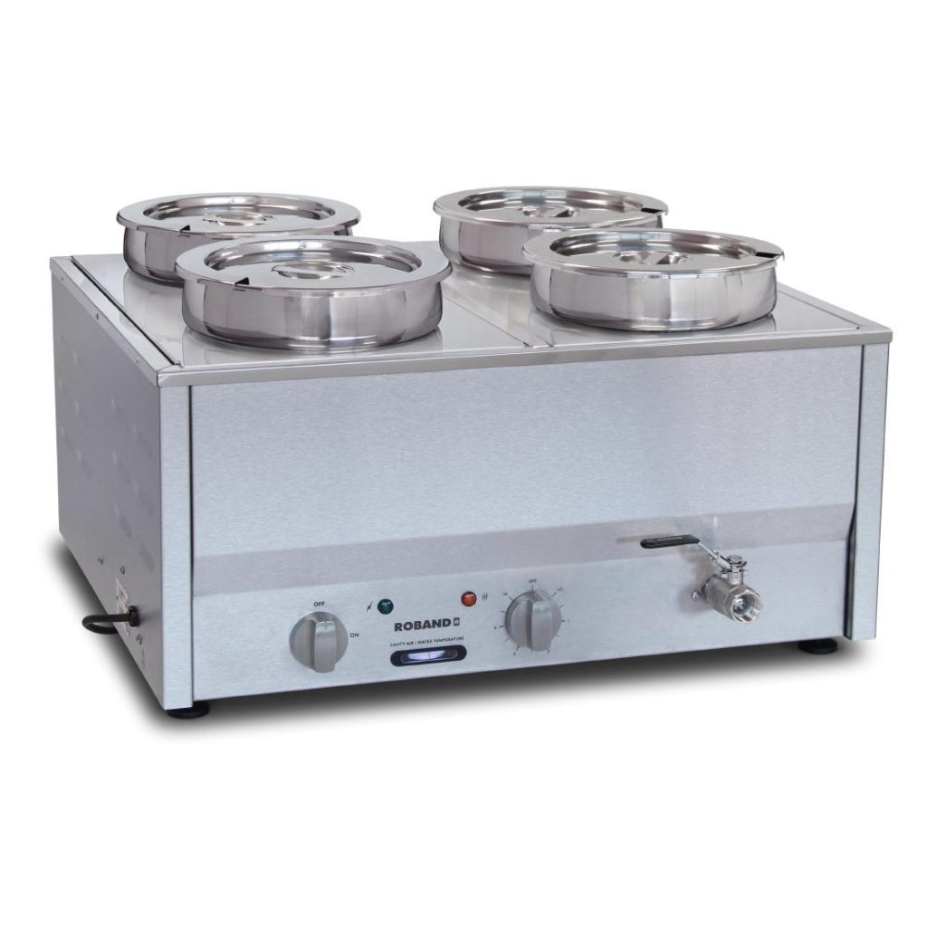 Roband Counter Top Bain Marie 4 x 200mm round pots + lids ; 1200w / 5 ...